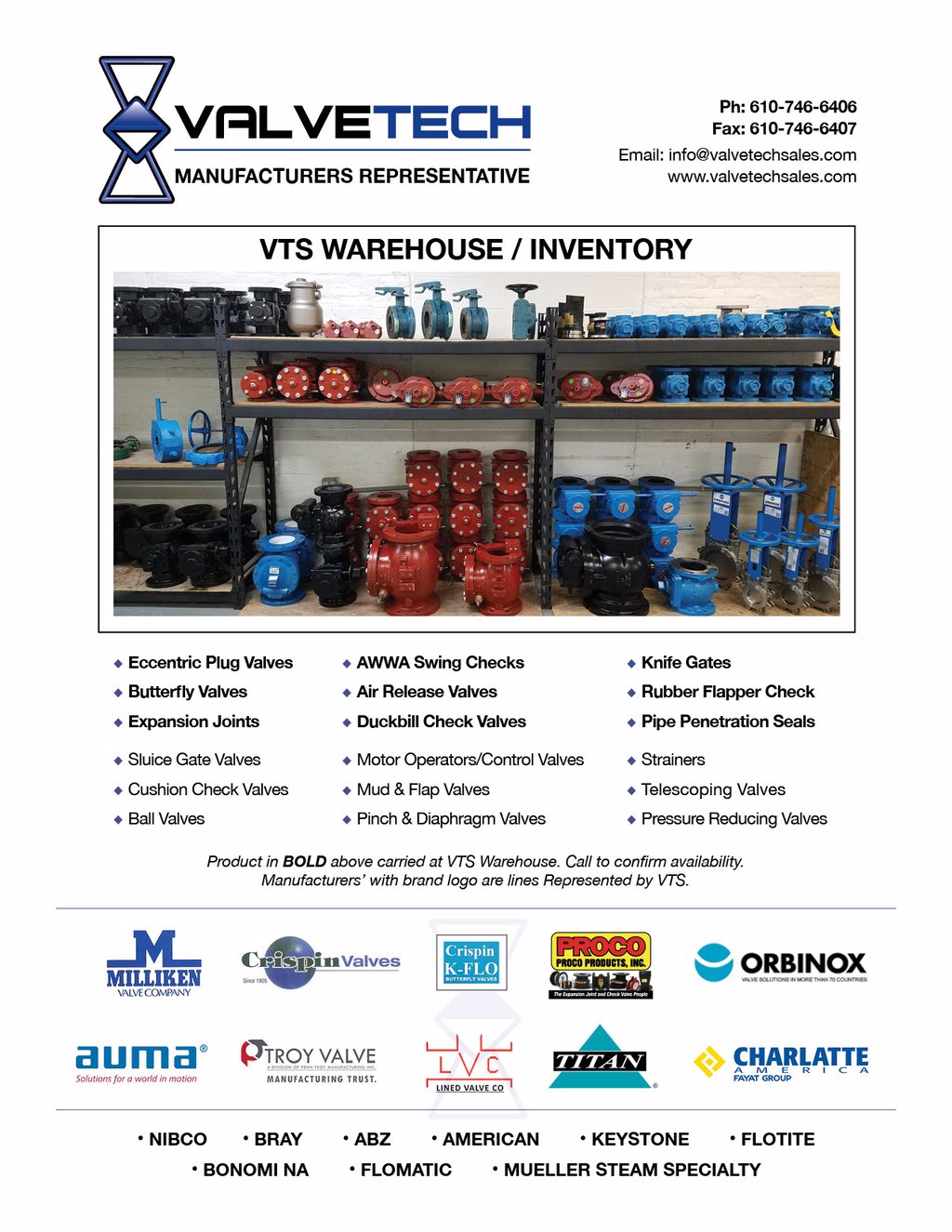 VTS Line Card | ValveTech Sales, LLC